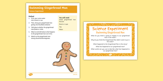 Swimming Gingerbread Man Science Experiment and Prompt Card Pack