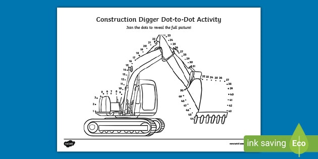 Construction Dot to Dot Digger Activity - Resources - Twinkl