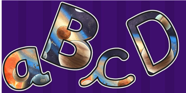 Space Themed Size Editable Detailed Images Display Lettering