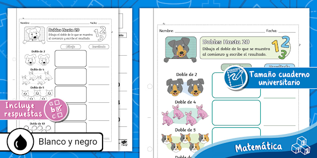 Hoja De Trabajo De Dobles Más Uno