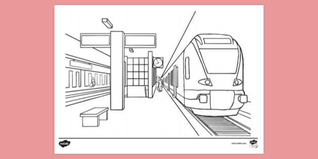 FREE! - Railway Station Colouring Sheet | Colouring Sheets