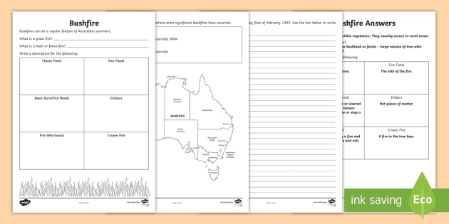 Bushfire Worksheet / Activity Sheet - Australia Curriculum HASS The ...