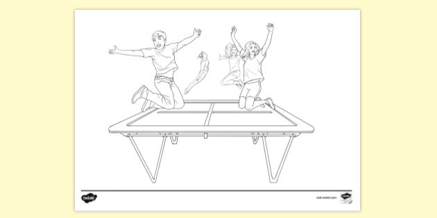 FREE! - People Bouncing on Trampoline Colouring | Colouring Sheets