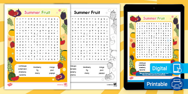 Summer Fruit Word Search (teacher made)