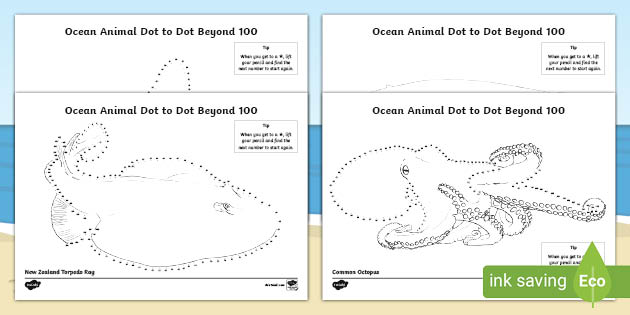 Ocean Animal Dot to Dot Beyond 100 (teacher made)