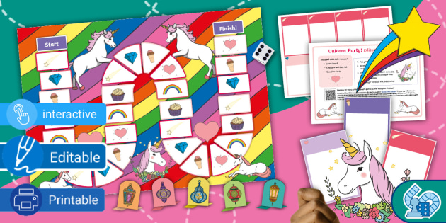 Editable Unicorn Board Game Templates | Twinkl Plus