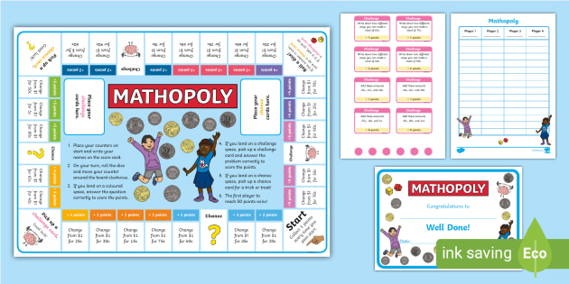 Change from $1 Mathopoly Board Game | F-2 Maths Resources
