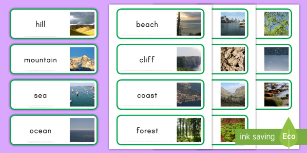 Natural Environment Geography Word Cards (teacher made)