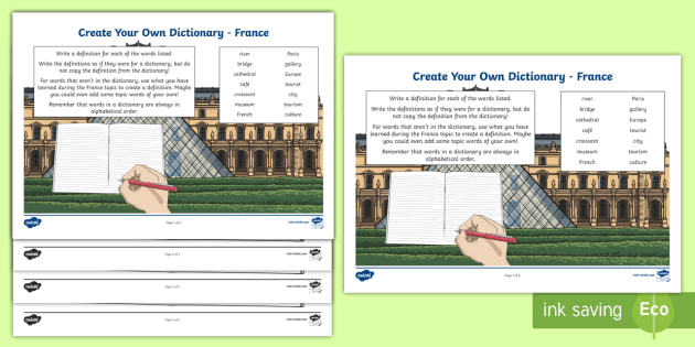 France Create Your Own Dictionary