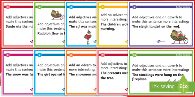 Christmas Adverbs and Adjectives - Themed Blether Stations
