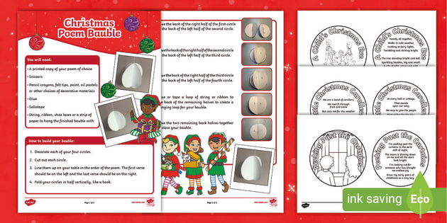 Christmas Poem Bauble (teacher made)