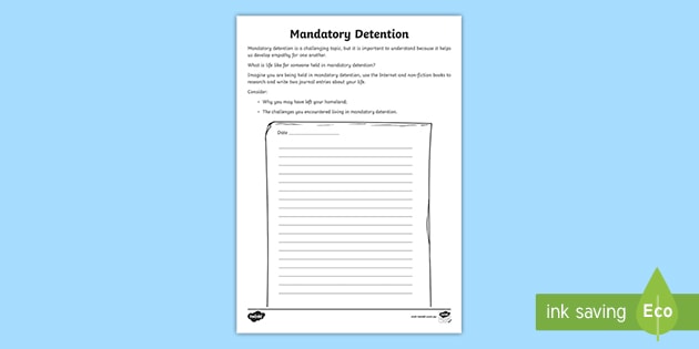 Mandatory Detention Journal Activity Teacher Made