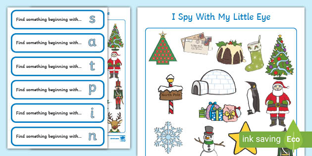 I Spy Initial Sounds (SATPIN) Christmas Activity