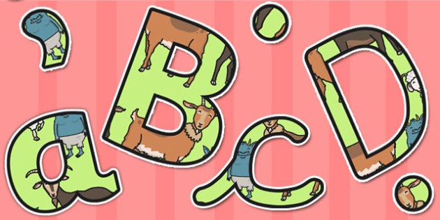 The Three Billy Goat Gruff Themed Size Editable Display Lettering