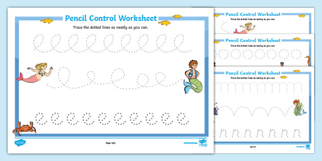 The Little Mermaid Pencil Control Sheets - fine motor skills
