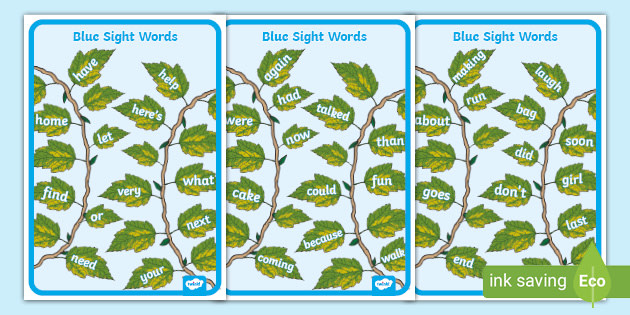 New Zealand Blue Sight Words Posters (teacher made)