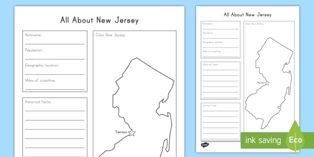 All About New Jersey Research Worksheet / Worksheet