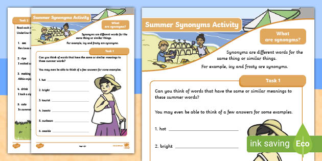 Synonyms Activity Summer (teacher made)