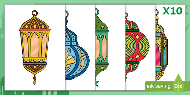 Ten Colourful Lanterns For Ramadan Decoration teacher Made 