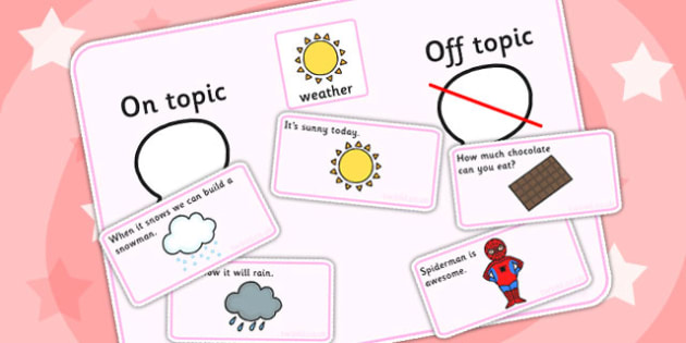 On Topic Off Topic Conversation Sorting Game Weather - ordering