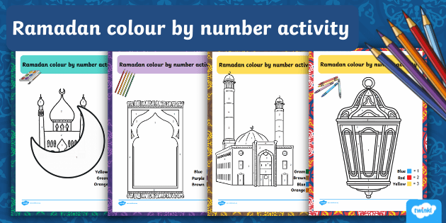 Ramadan colour by number worksheets (Hecho por educadores)
