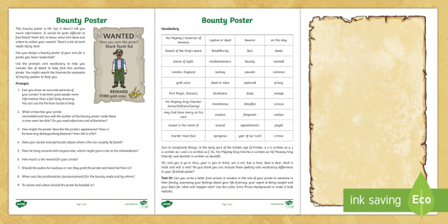 Design a Bounty Poster Activity Pack (teacher made)