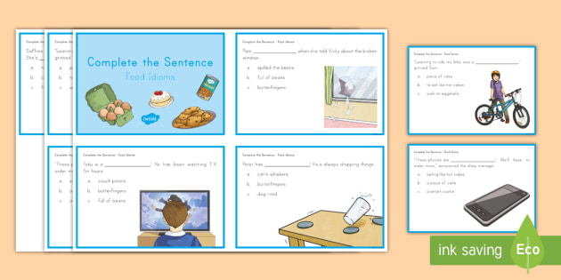 Food Idioms Complete the Sentence Cards (teacher made)