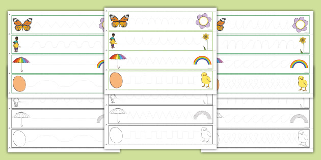 Spring Fine Motor Skills Tracing Cards: Lines