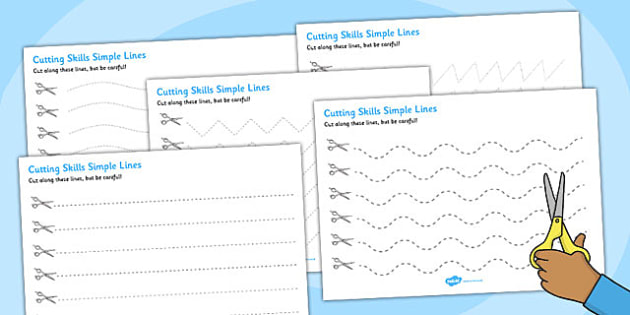 Cutting Skills Worksheets (Lines) - education, home school, free