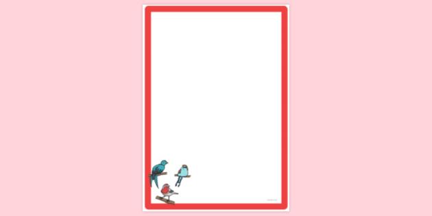 Simple Blank Pretty Birds Page Border | Twinkl