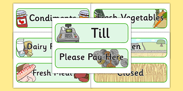Farm Shop Role Play Signs (teacher made)