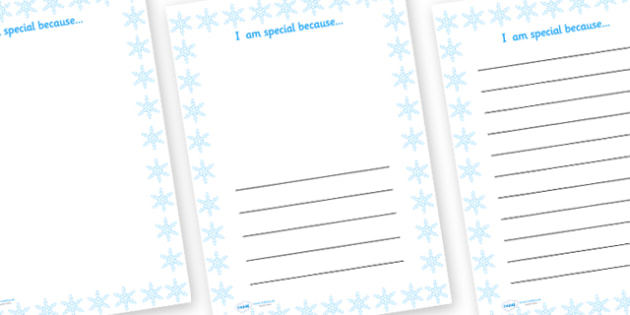 I Am Special Because Snowflake Writing Frame (teacher made)