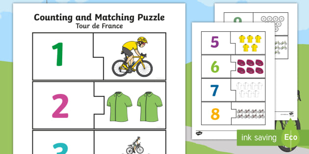 Tour de France Themed Counting Matching Puzzle