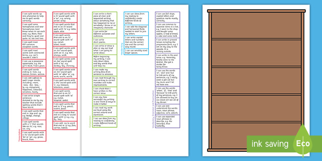 2014 Curriculum Year 2 Writing Assessment Bookshelf Targets Cut-Outs