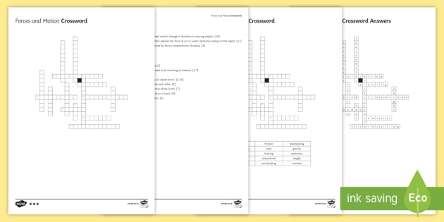 KS3 Forces and Motion Crossword (teacher made)
