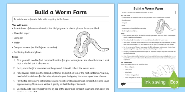 Build a Worm Farm Activity (teacher made)