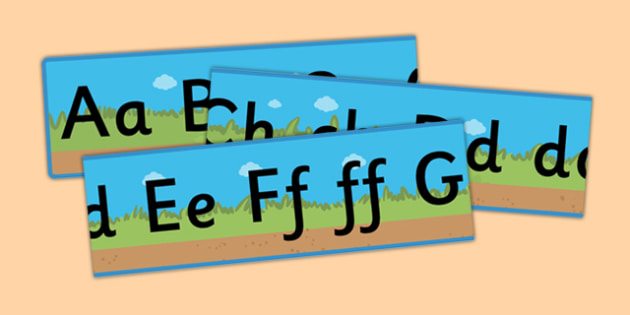 Ground, Grass, Sky Upper and Lowercase Alphabet Strip
