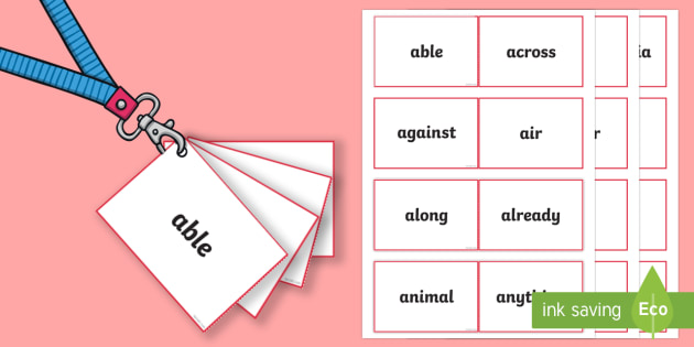 Lanyard Sized Australia Year Three Core Word Cards