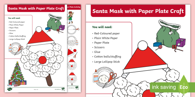 FREE! - Santa Mask with Paper Plate Craft Activity