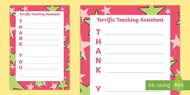 Nursery Thank You Poem For Teaching Assistant Writing Template