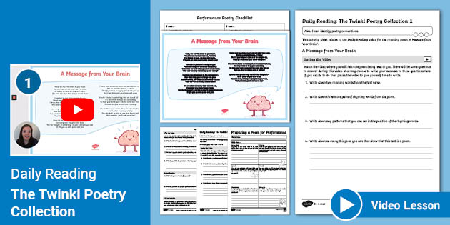 FREE! - Daily Reading | Poetry: 'A Message from Your Brain' Activity Pack