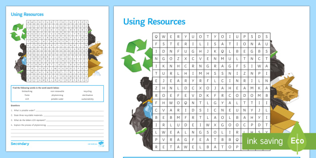 Using Resources Word Search
