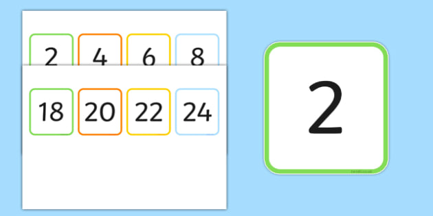 Multiples of 2 Flash Cards (teacher made)