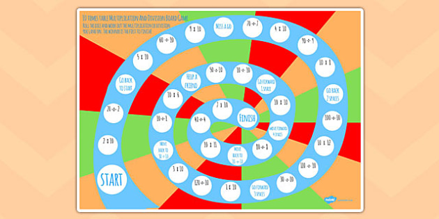 10 Times Table Multiplication And Division Board Game Activity