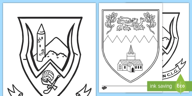 Wicklow County Crest Colouring Pages | Twinkl Resources