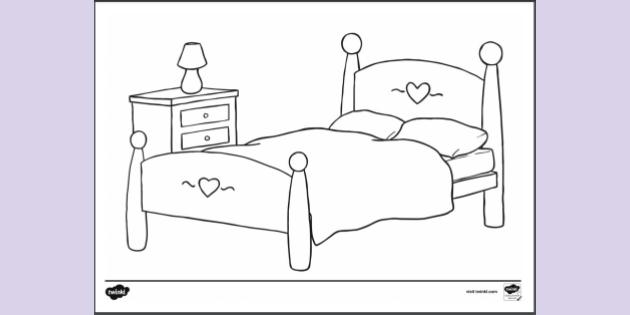 FREE! - Purple Bed Colouring Sheet | Colouring Sheets