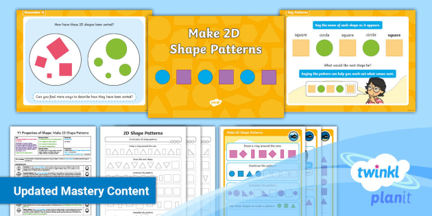 👉 Y1 Make 2D Shape Patterns Planit Maths Lesson 4