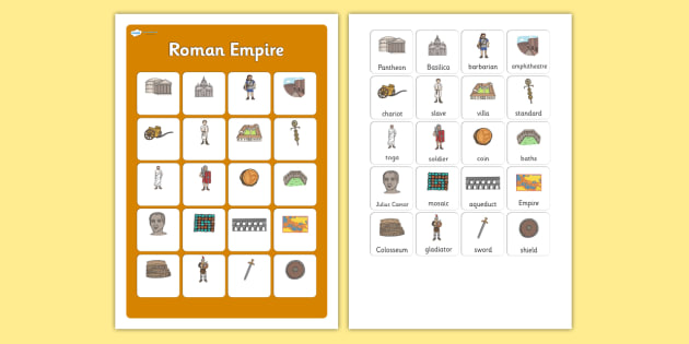 Roman Empire Vocabulary Matching Mat
