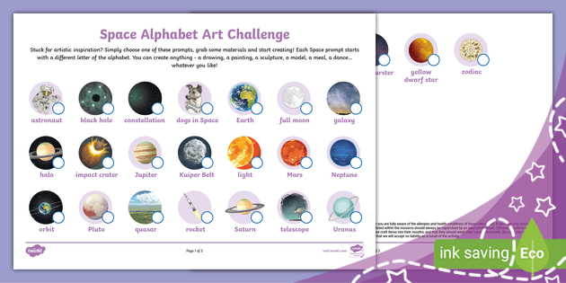 Space Alphabet Art Challenge (teacher made)
