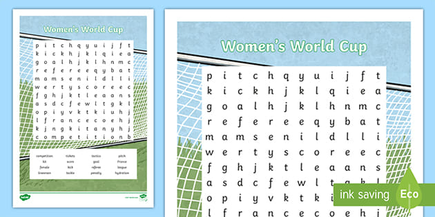 KS2 Women's World Cup Word Search (teacher made)